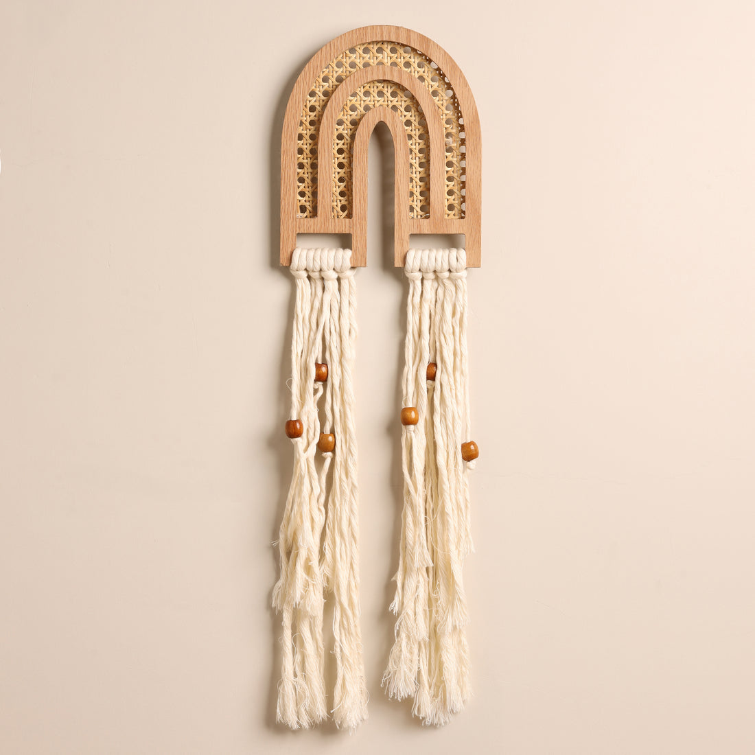 Boho cane macrame arch with beads